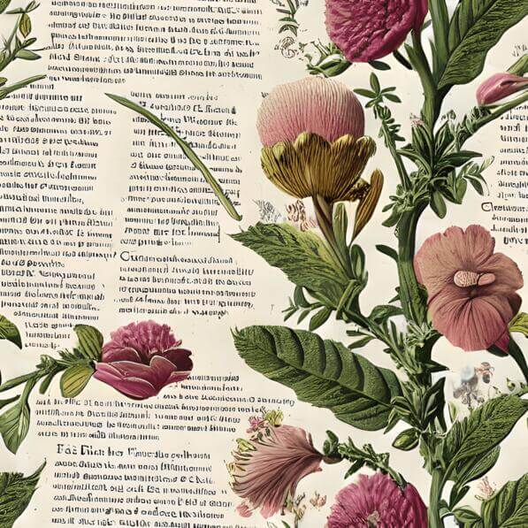 Download Vintage Book Page with Flowers and Plants Patterns Online ...