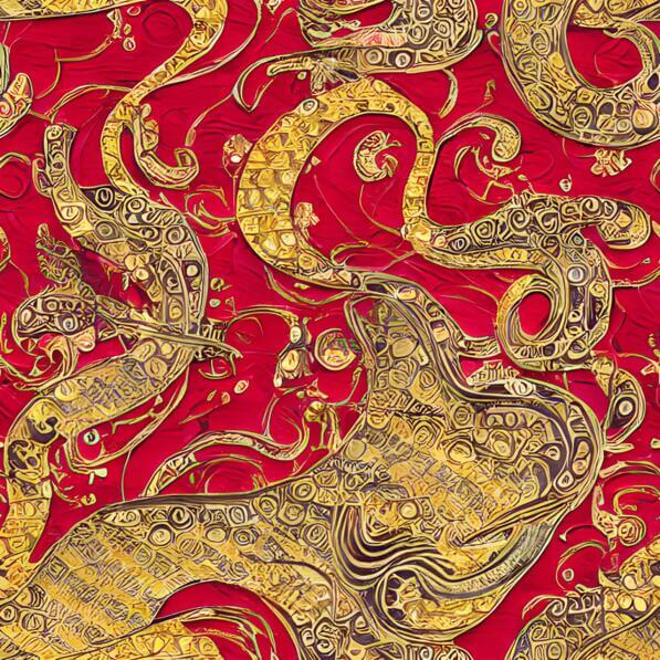 Download Decorative Red Background with Intricate Dragon and Snake ...