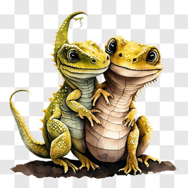 Download Two Bearded Lizards Hugging on Black Background PNGs Online ...