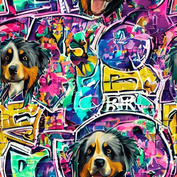 Download Colorful Dog Background with Graffiti Patterns Online ...