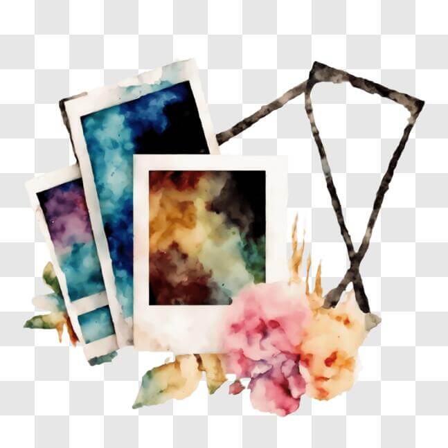 Download Watercolor Polaroid Frames with Airplane and Smiling People ...