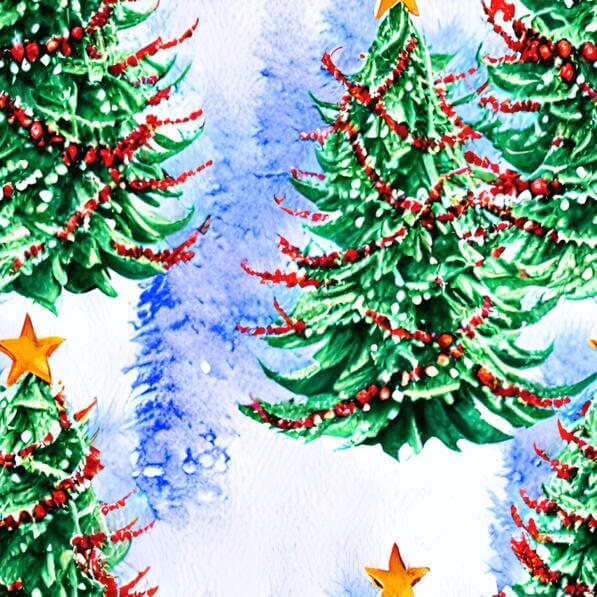 Download Colorful Christmas Trees Seamless Pattern with Red Berries and ...