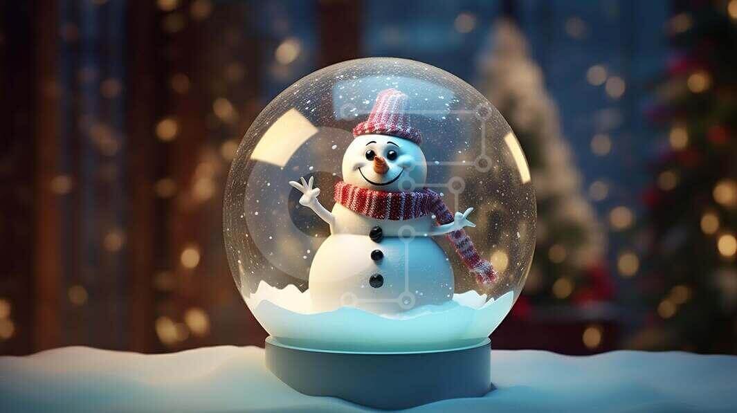 Snow Globe with Animated Snowman - Winter Wonderland stock photo ...