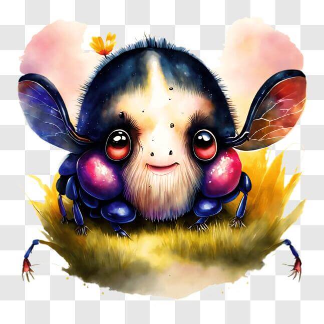 Download Playful Bug on Grass with Butterflies PNGs Online - Creative ...