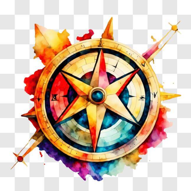 Download Colorful Compass with Eagle Arrows PNGs Online - Creative Fabrica