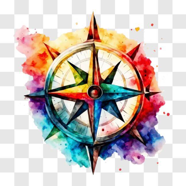 Download Colorful Compass with Watercolor Splashes - Inspirational Wall ...