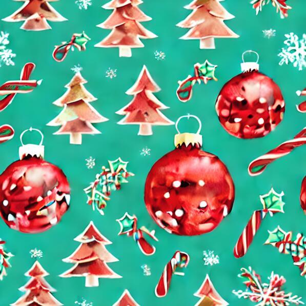 Download Christmas Ornaments and Candy Canes Seamless Pattern on Teal ...