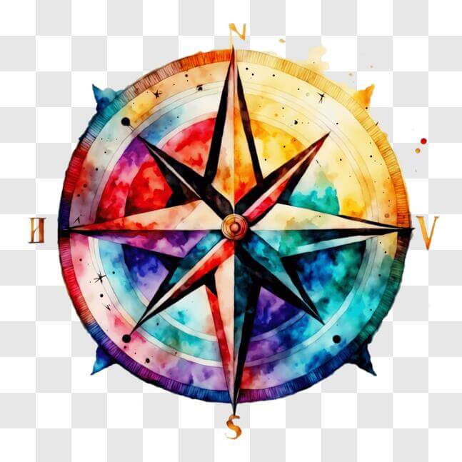 Download Colorful Watercolor Compass for Travel and Adventure PNGs ...