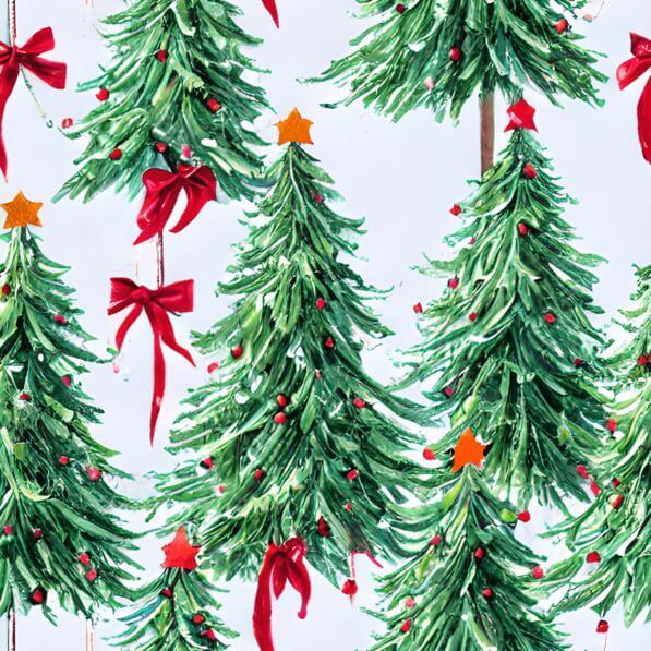 Download Green Christmas Trees Pattern with Red Ribbons and Bows ...