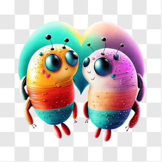 Download Romantic Bugs in Love on a Heart-shaped Frame PNGs Online ...
