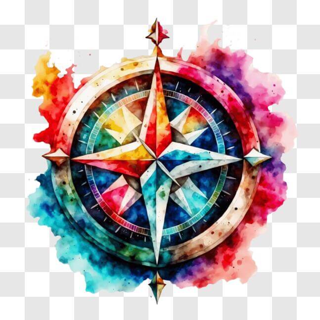 Download Colorful Compass with Watercolor Splashes PNGs Online ...