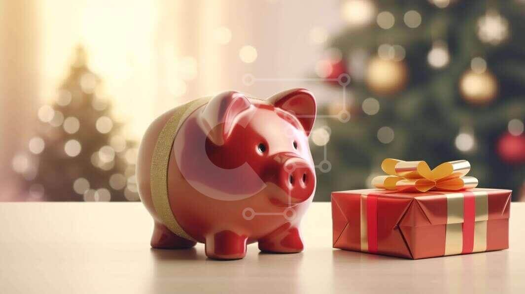 Red Piggy Bank and Gift Box on a Festive Occasion stock photo ...