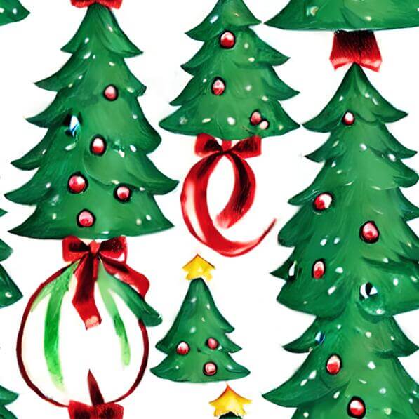 Download Colorful Christmas Trees Pattern with Bows and Ribbons ...