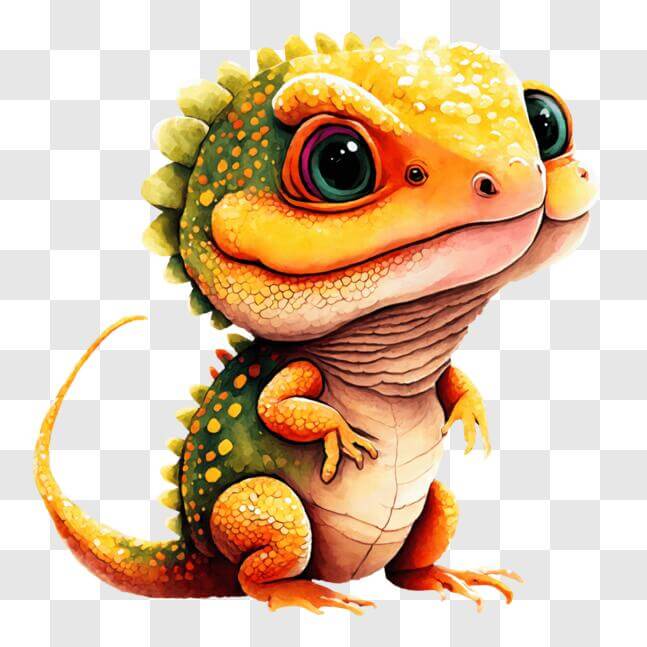 Download Cartoon Lizard with Bright Green Eyes and Orange Body PNGs ...