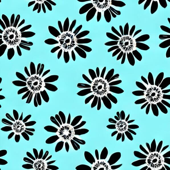 Télécharger Motif floral noir et blanc sur fond turquoise Motifs En ...