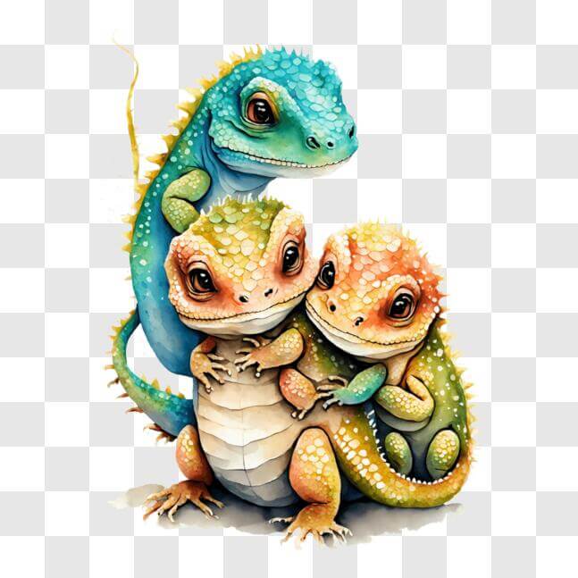 Download Colorful Lizards Hugging on Black Background PNGs Online ...