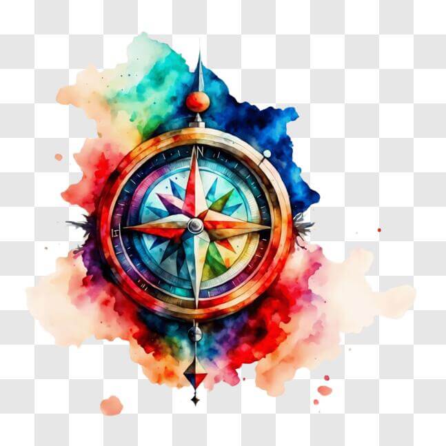 Download Colorful Compass with Watercolor Splashes PNGs Online ...