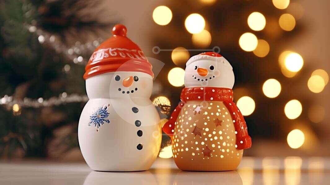 Festive Snowmen Celebrating Christmas stock photo | Creative Fabrica