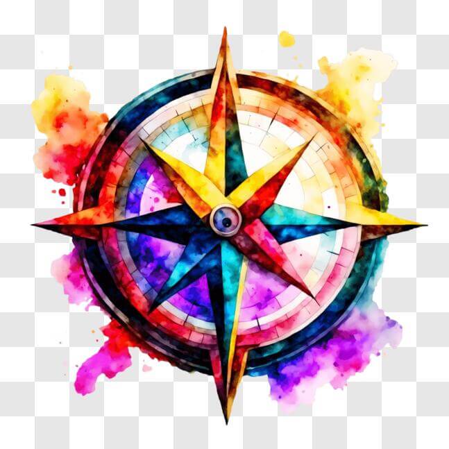 Download Colorful Compass with Watercolor Splashes on Black Background ...