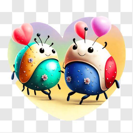 Download Valentine's Day Bugs Holding Heart Balloons PNGs Online ...