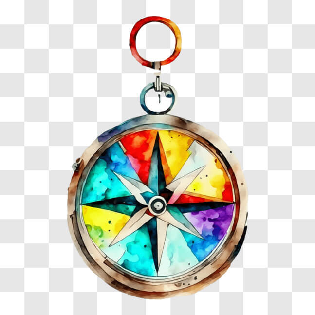 Download Watercolor Compass Keychain with Elegant Black Design PNGs ...