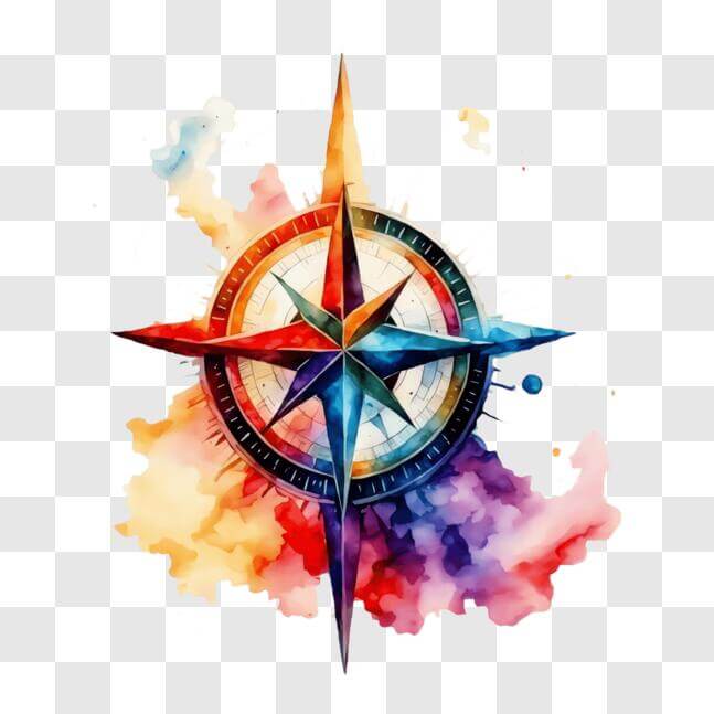 Download Colorful Compass with Watercolor Splashes on Black Background ...