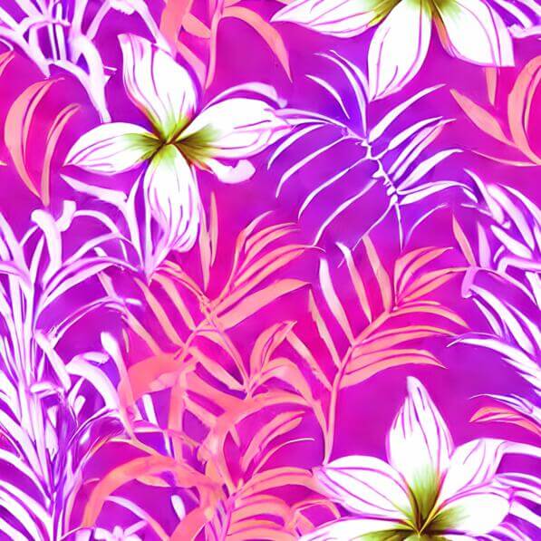 Download Tropical Flower and Leaf Pattern on Bright Pink Background ...