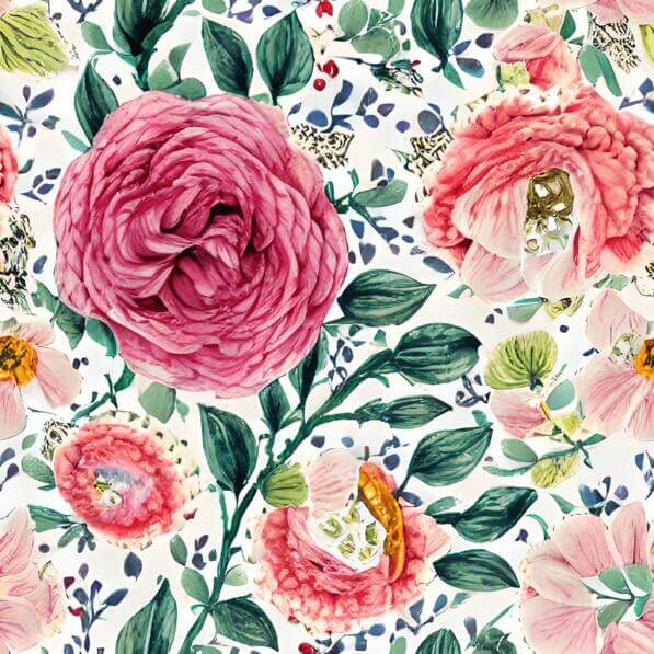 Download Seamless Pattern of Pink Roses and Green Leaves Patterns ...