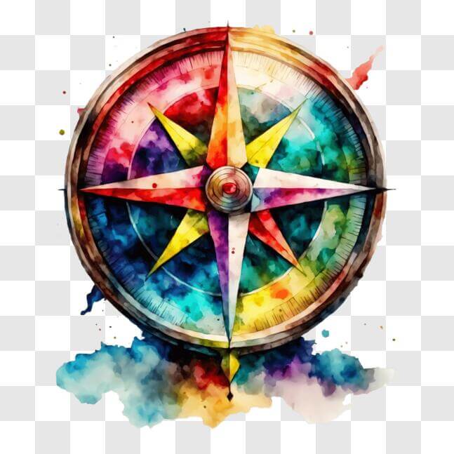 Download Colorful Compass with Watercolor Splashes PNGs Online ...