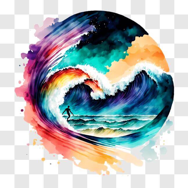 Download Colorful Abstract Surfing Painting PNGs Online - Creative Fabrica