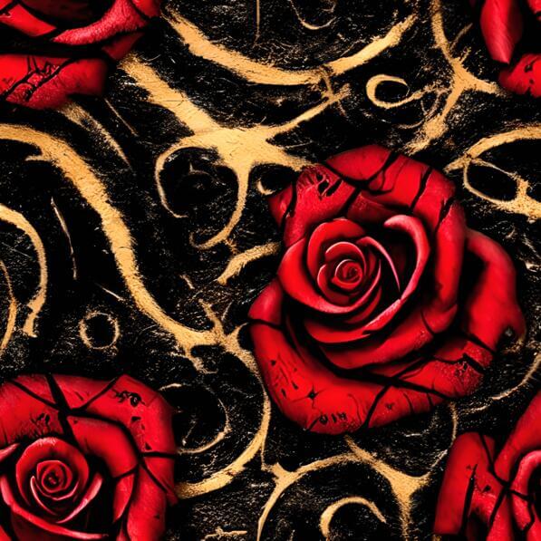 Download Abstract Red Roses Seamless Pattern with Gold and Black ...