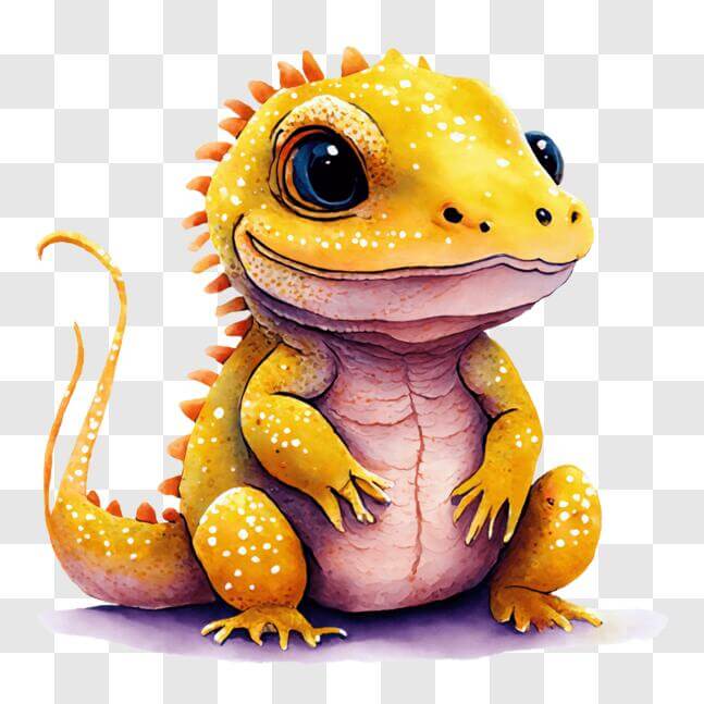 Download Small Yellow Lizard with Blue Eyes PNGs Online - Creative Fabrica