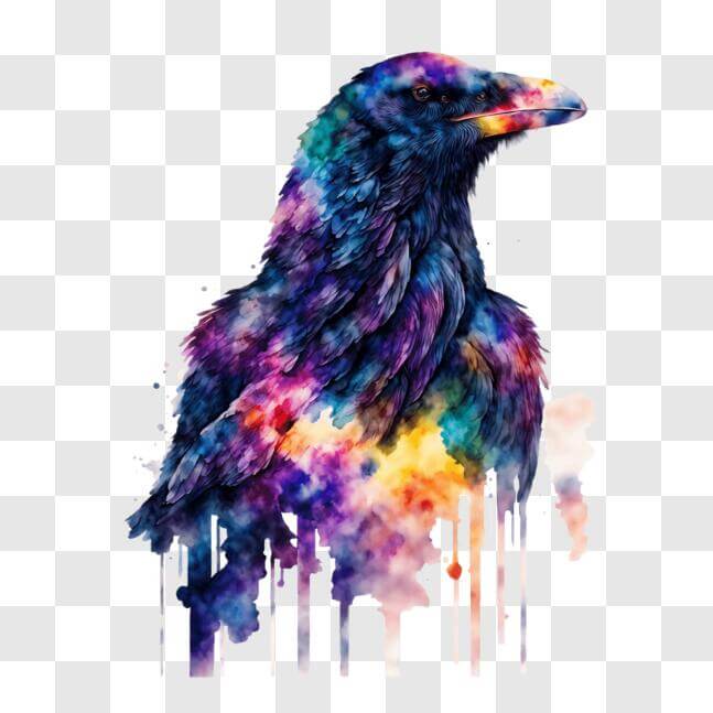 Download Colorful Raven Standing in Front of City Skyline PNGs Online ...