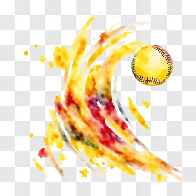 Download Flying Softball Ball with Colorful Paint Splash PNGs Online ...