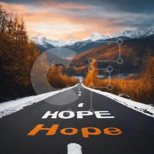 Road of Hope in Snowy Landscape stock photo | Creative Fabrica