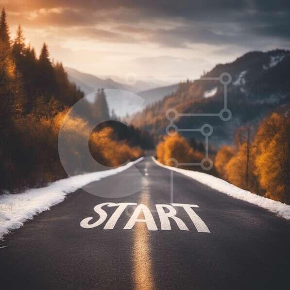 Road with Start Sign in Nature stock photo | Creative Fabrica