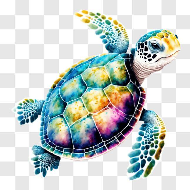 Download Colorful Painted Turtle on Black Background PNGs Online ...
