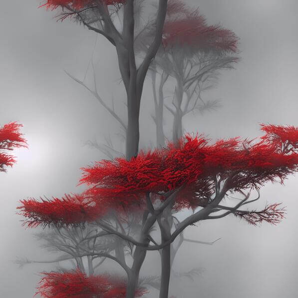Download Scenic Image of Red Trees in a Misty Landscape Patterns Online ...