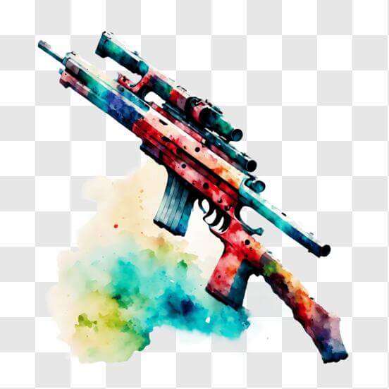 Download Vibrant Air Rifle Painting on Watercolor Splatters PNG Online ...