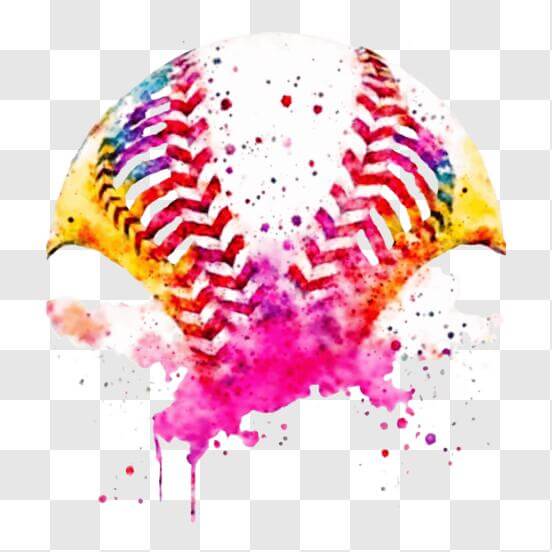 Download Colorful Softball with Splashes of Paint PNGs Online ...