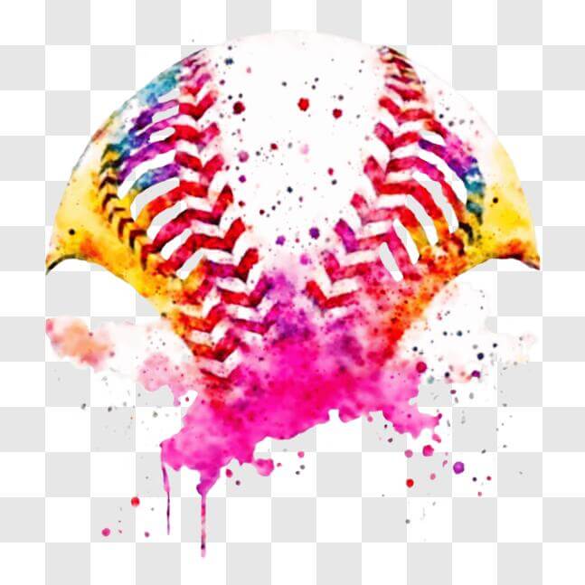 Download Colorful Paint Splattered Softball PNGs Online - Creative Fabrica