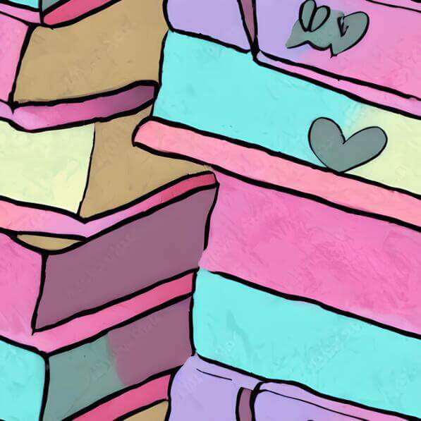 Download Colorful Stack of Books with Heart-Shaped Toppers Patterns ...