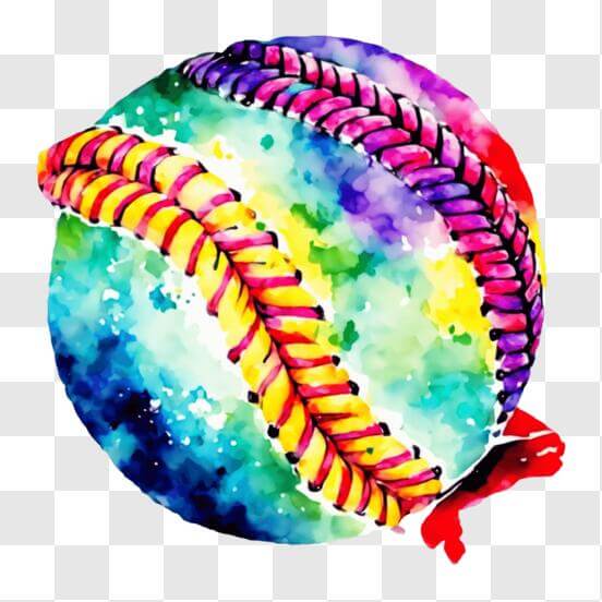Download Colorful Softball Ball with Watercolor Splatters PNGs Online ...