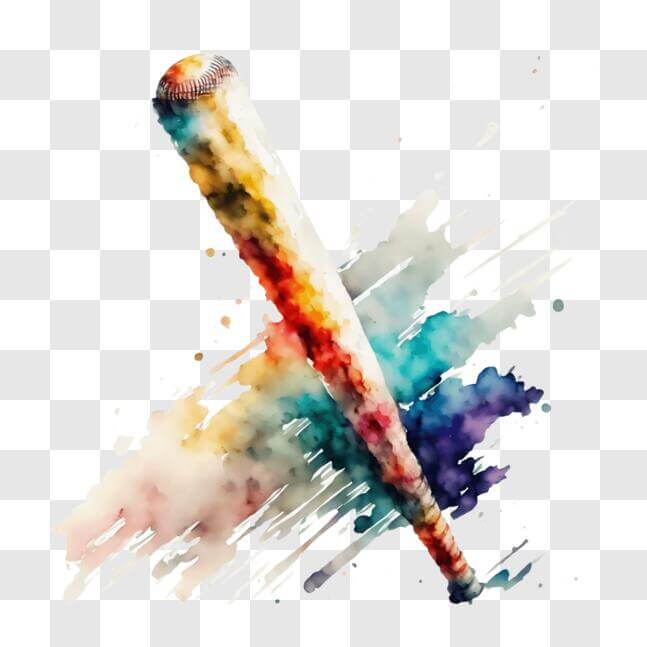 Download Colorful Baseball Bat with Paint Splatters on Black Background ...