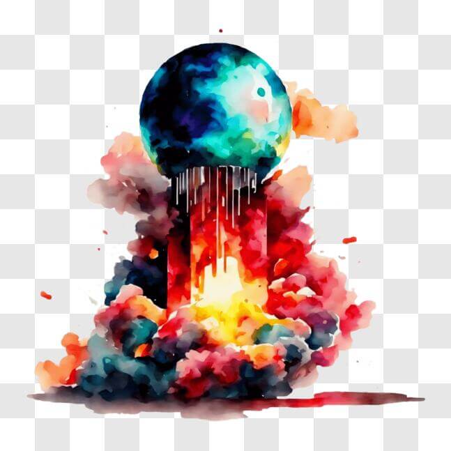 Download Colorful Spaceship Painting with Explosion PNGs Online ...