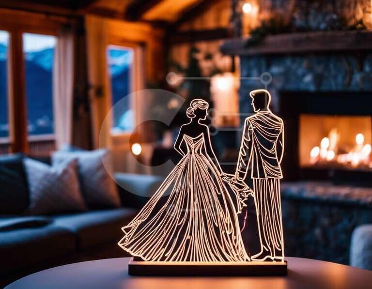 Romantic Engagement or Wedding Celebration with Light-up Sculpture ...