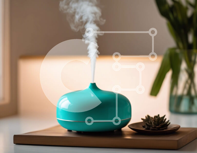 Download Teal Diffuser on Wooden Tray with Aromatherapy Accessories ...