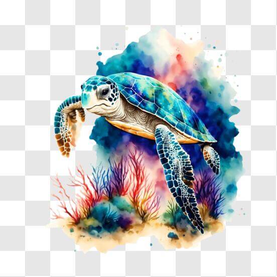 Download Turtle Walking in Tropical Landscape with Palm Trees and ...