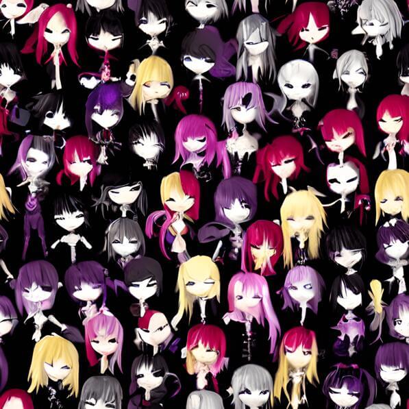 Download Anime Girls with Different Hairstyles and Colors Patterns ...