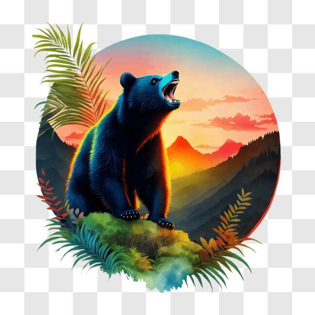 Download Black Bear in the Wild with Sunset Background PNGs Online ...